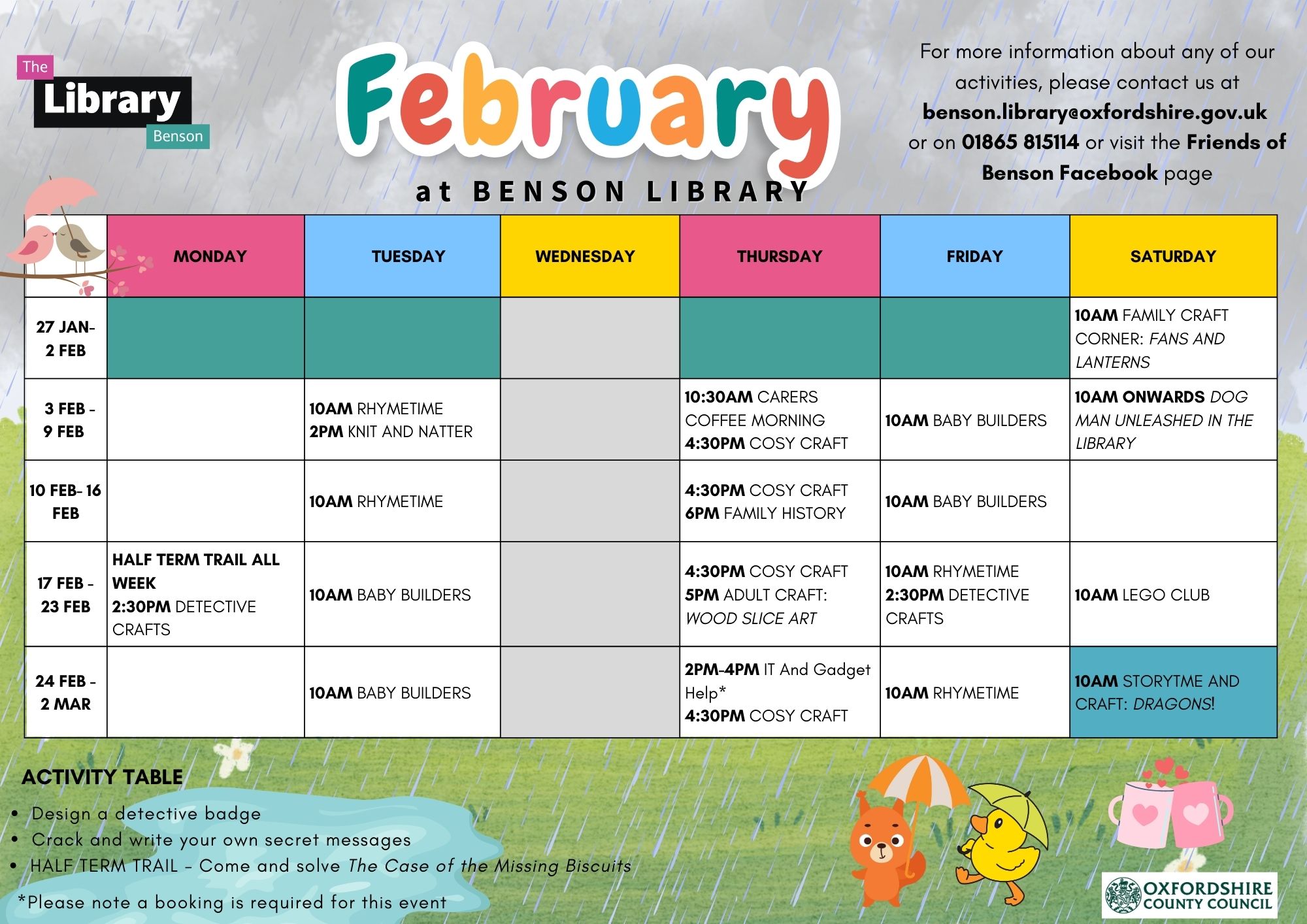 What’s on – Friends of Benson Library